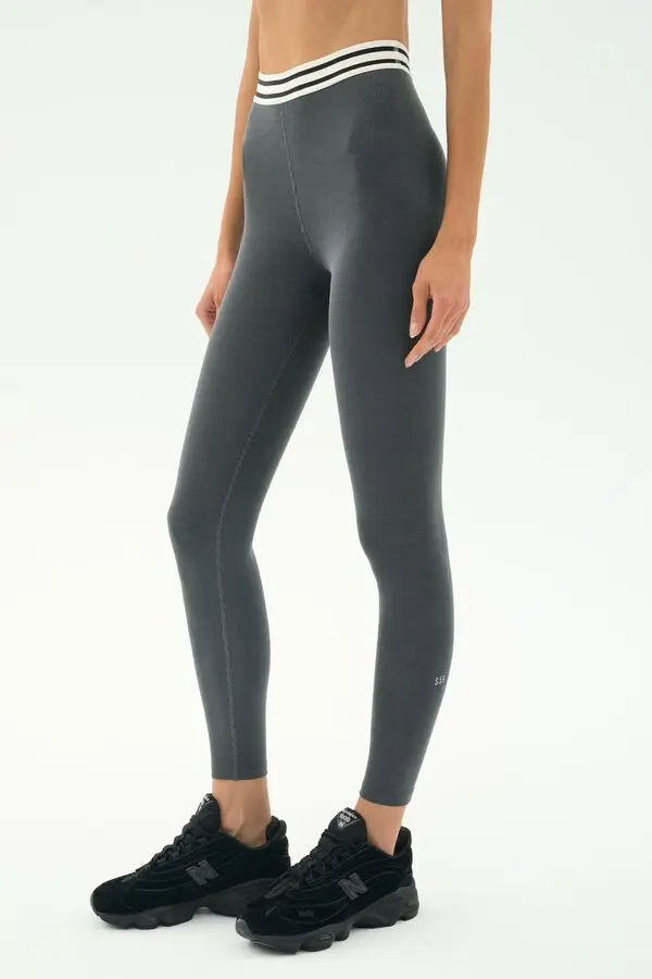 Splits59 Bailey Active Rib High Waist 7/8 Legging - Heather Grey